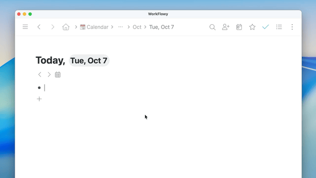 Calendar - Workflowy support